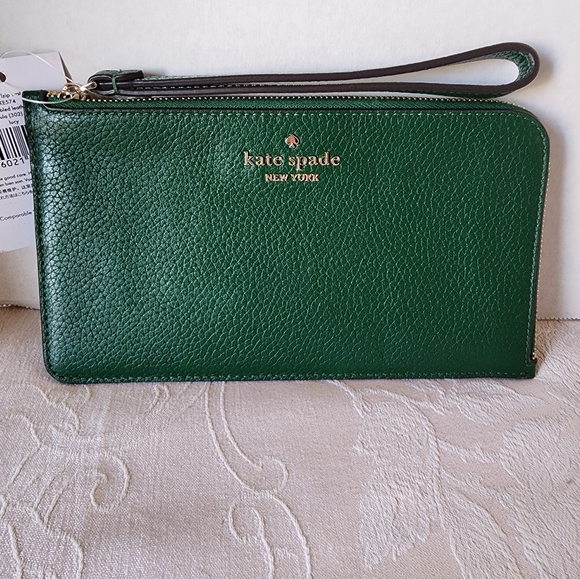 kate spade | Bags | Nwtkate Spade Green Medium Lzip Wristlet | Poshmark